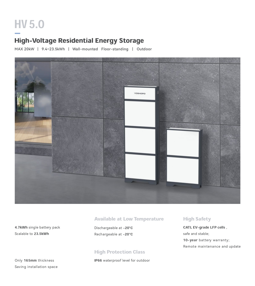 Yoshopo High Voltage Battery-HV5.0 - Buy Residential Energy Storage ...